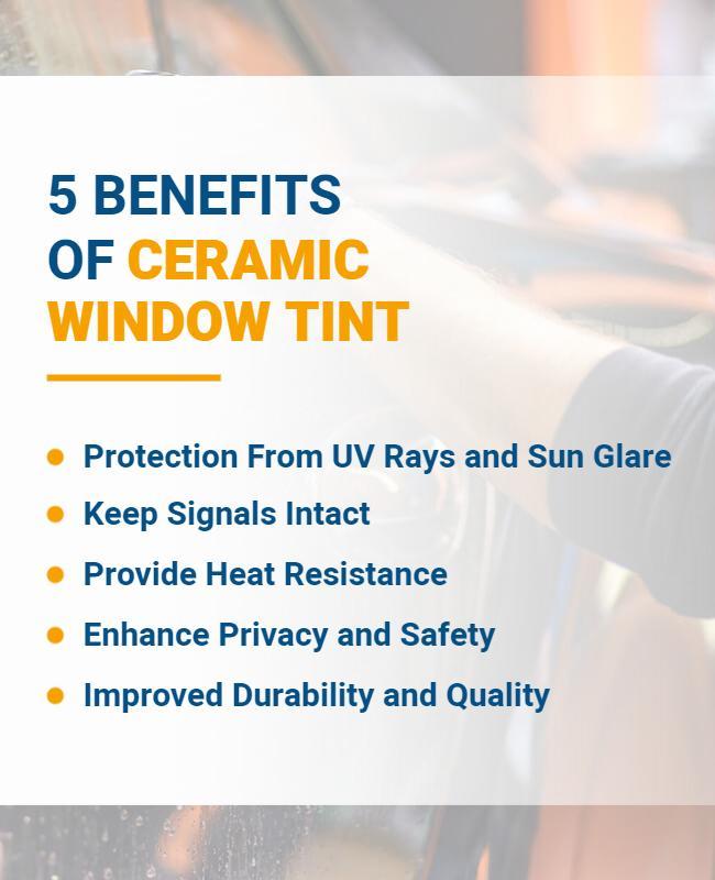 Informative Blue Ceramic Window Tint Benefits Poster Template