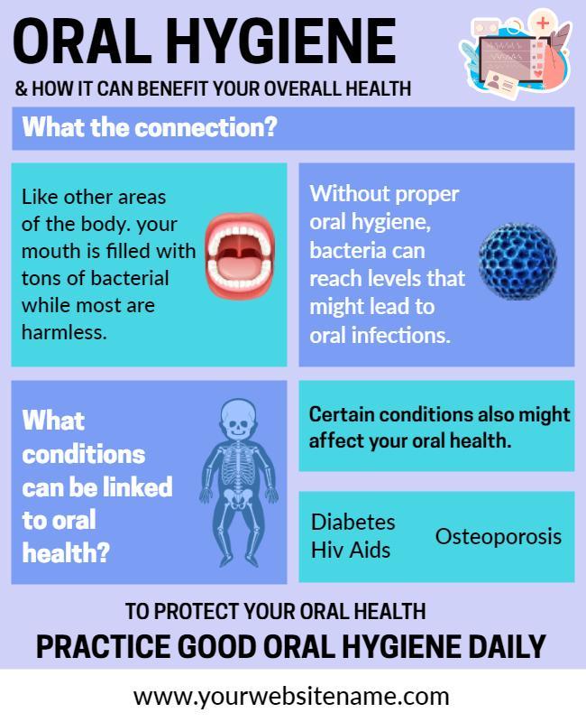 Informative Blue Oral Hygiene Health Benefits Poster Template