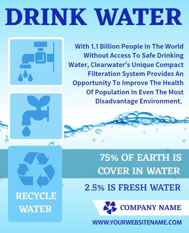 Informative Blue Water Conservation Awareness Poster Template