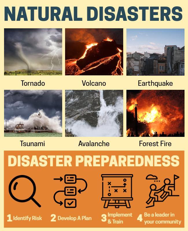 Informative Guide on Natural Disasters Preparedness Poster Template