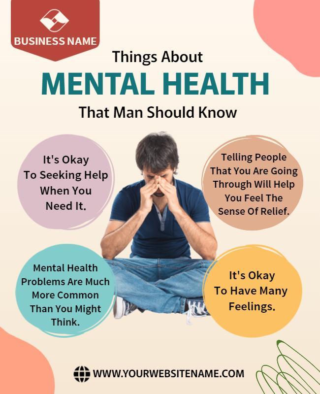 Informative Mental Health Awareness for Men Poster Template