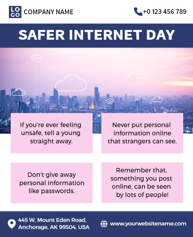 Informative Modern Safer Internet Day Awareness Poster Template