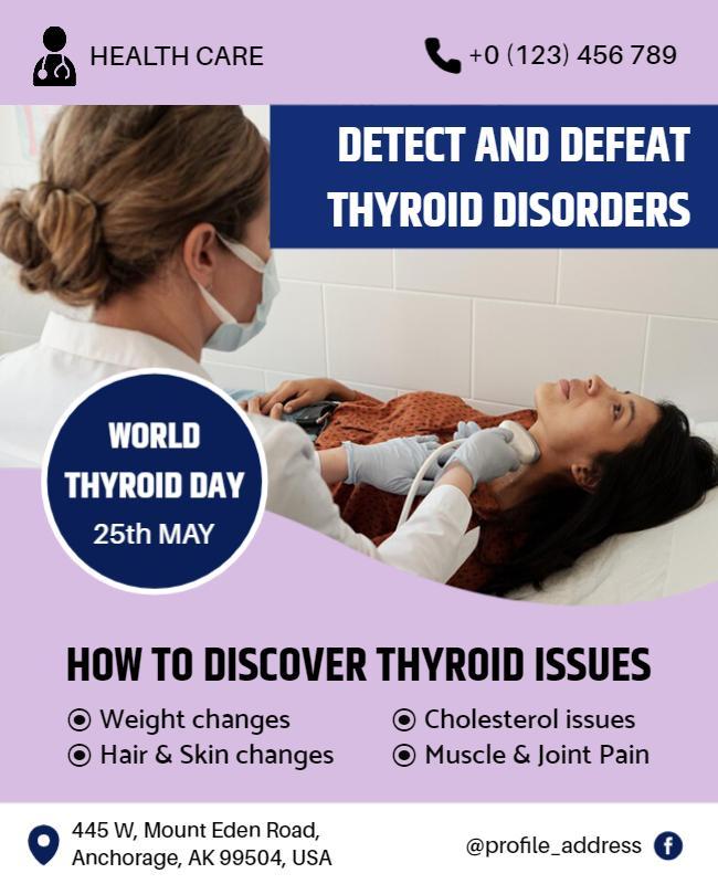 Informative Purple Health Awareness Thyroid Disorders Poster Template