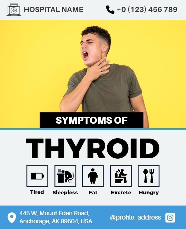 Informative Yellow Thyroid Symptoms Awareness Poster Template