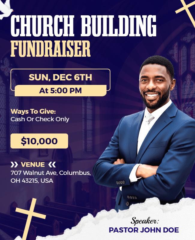 Inspirational Blue Church Fundraising Event Flyer Template