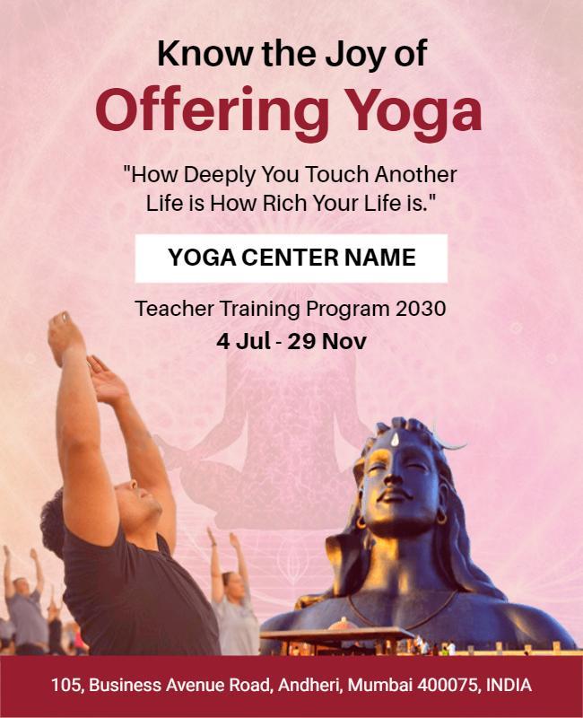 Inspirational Yoga Teacher Training Program Poster Template