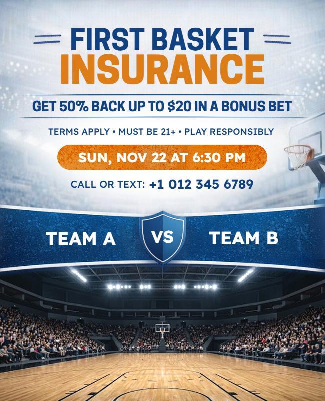 Insurance Promotion Basketball Event Flyer Template