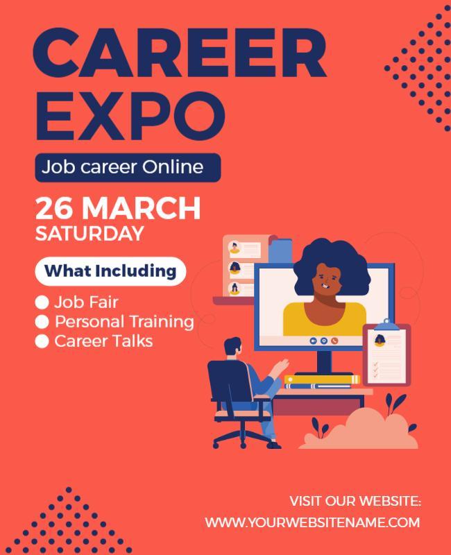 Interactive Online Career Expo with Job Fair Details Poster Template