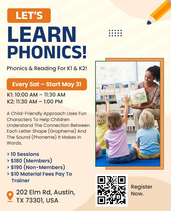 Interactive Phonics Classes for Children Flyer Template