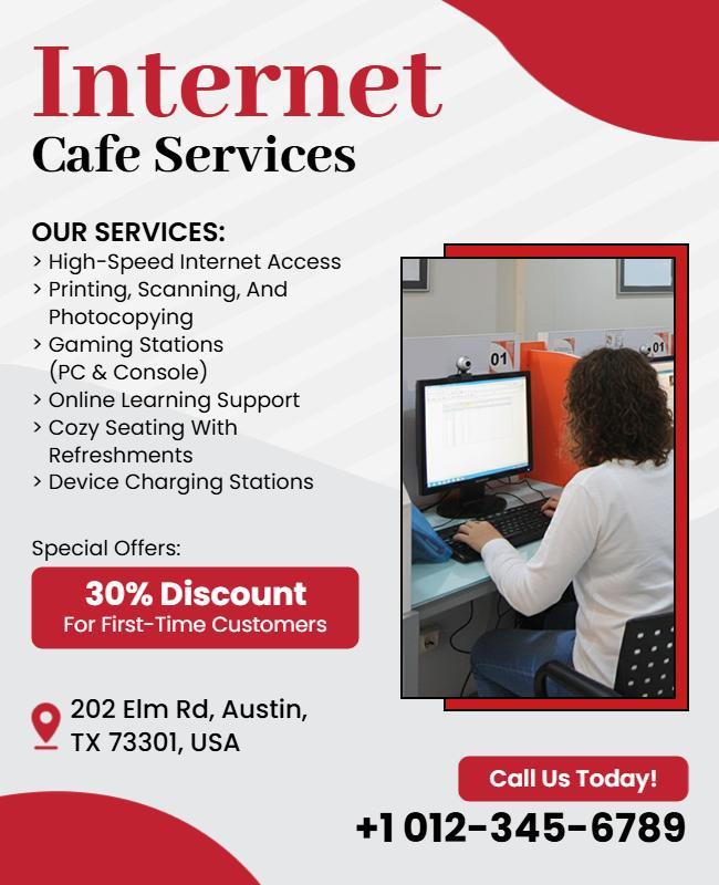 Internet Cafe Services Promotional Flyer Template