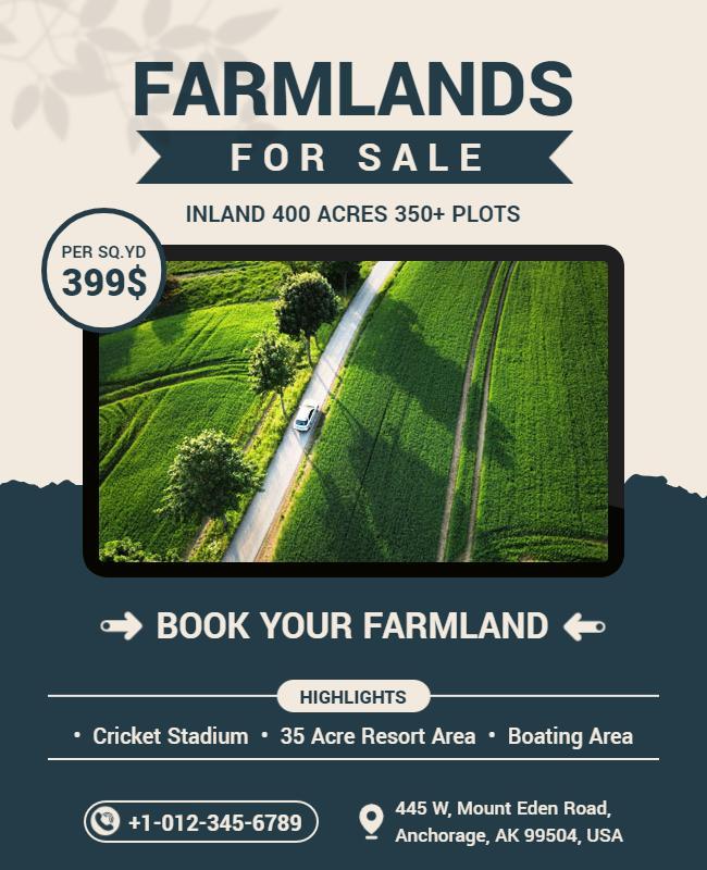 Inviting Green Farmlands for Sale Property Poster Template