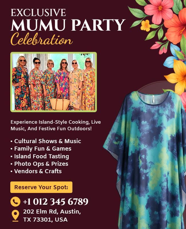 Island-Style Mumu Party Celebration Event Flyer Template