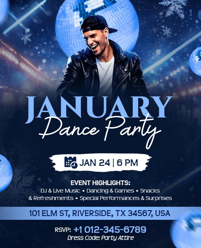 January Dance Party Event Flyer Template