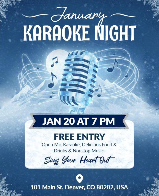 January Karaoke Night Event Flyer Template