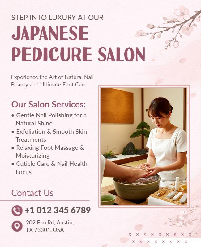Japanese Pedicure Salon Services Flyer Template