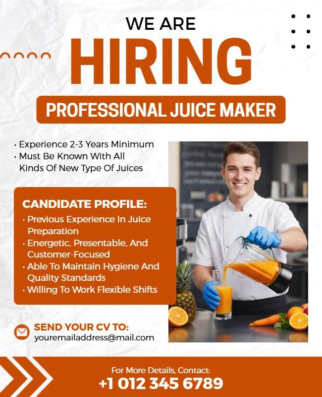 Job Opening for Professional Juice Maker Flyer Template