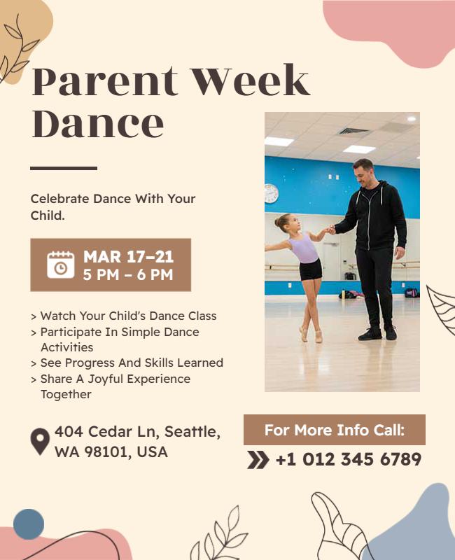Join Parent Week Dance Class Event Flyer Template