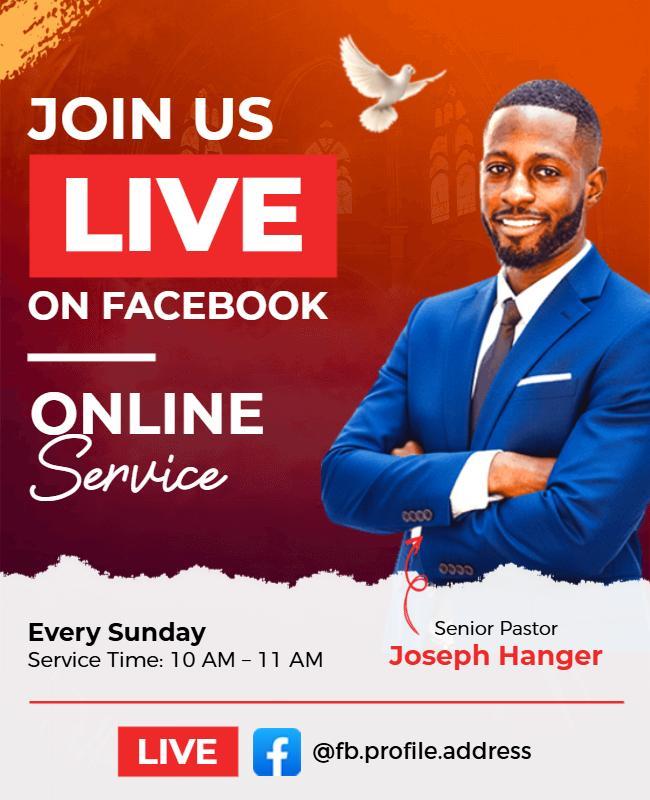 Join Us Live Online Church Service Flyer Template
