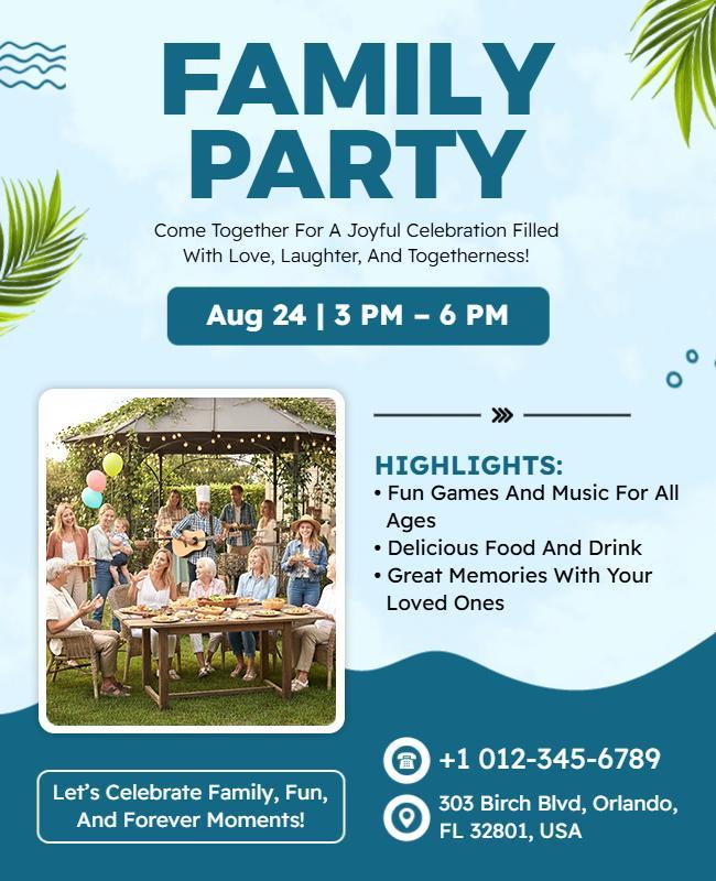 Joyful Family Party Invitation Flyer Template