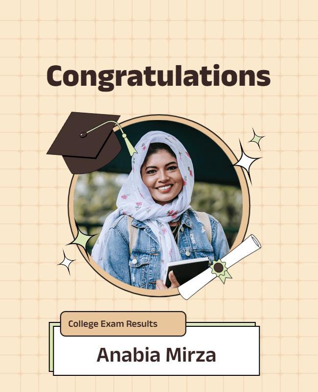 Joyful Graduation Announcement for College Exam Results Poster Template