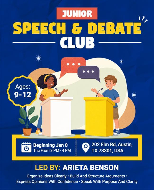 Junior Speech and Debate Club Flyer Template