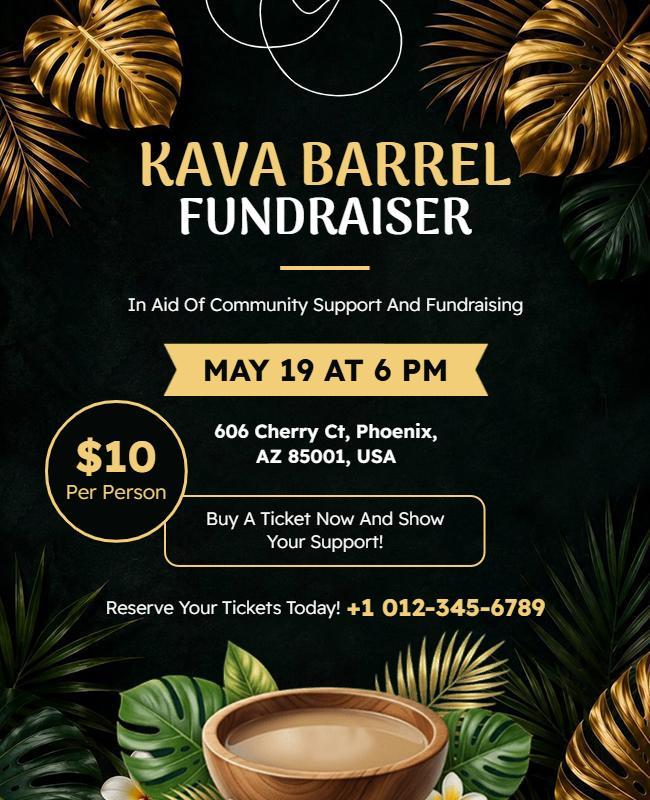 Kava Barrel Fundraiser Flyer Template