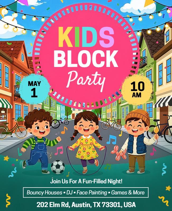 Kids Block Party Poster Template