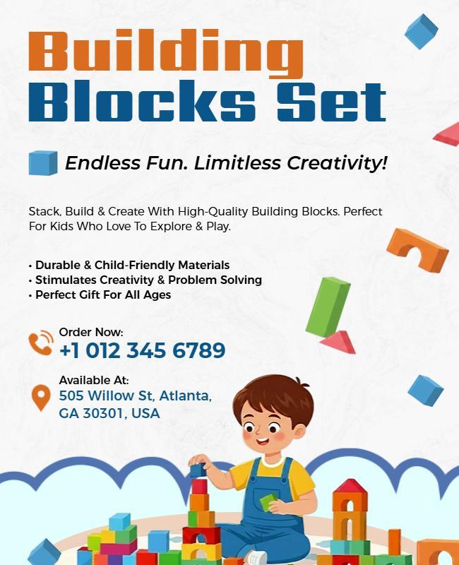 Kids Building Blocks Promotion Flyer Template