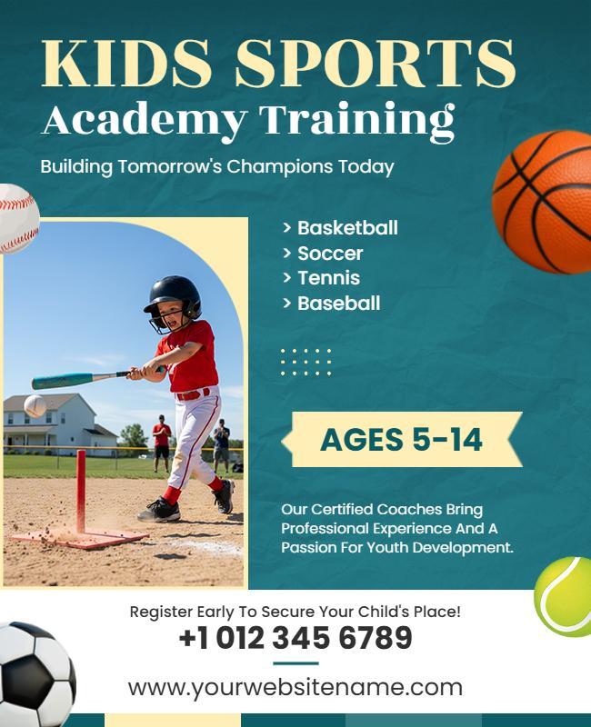 Kids Sports Academy Training Program Flyer Template