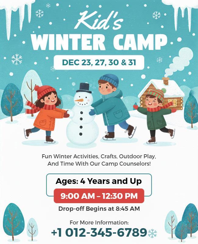 Kids Winter Camp Activities Flyer Template