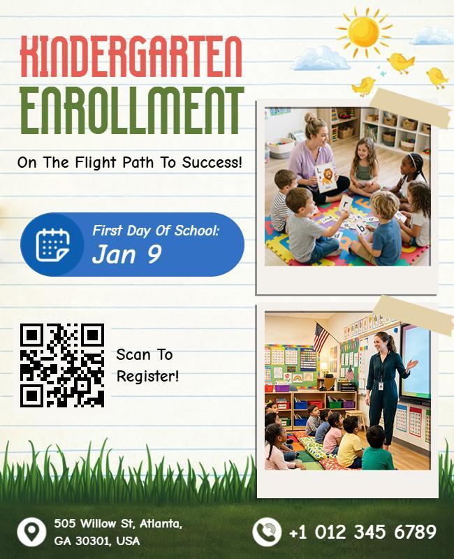 Kindergarten Enrollment Announcement Flyer Template