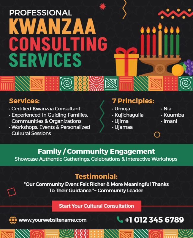 Kwanzaa Cultural Consulting Services Flyer Template