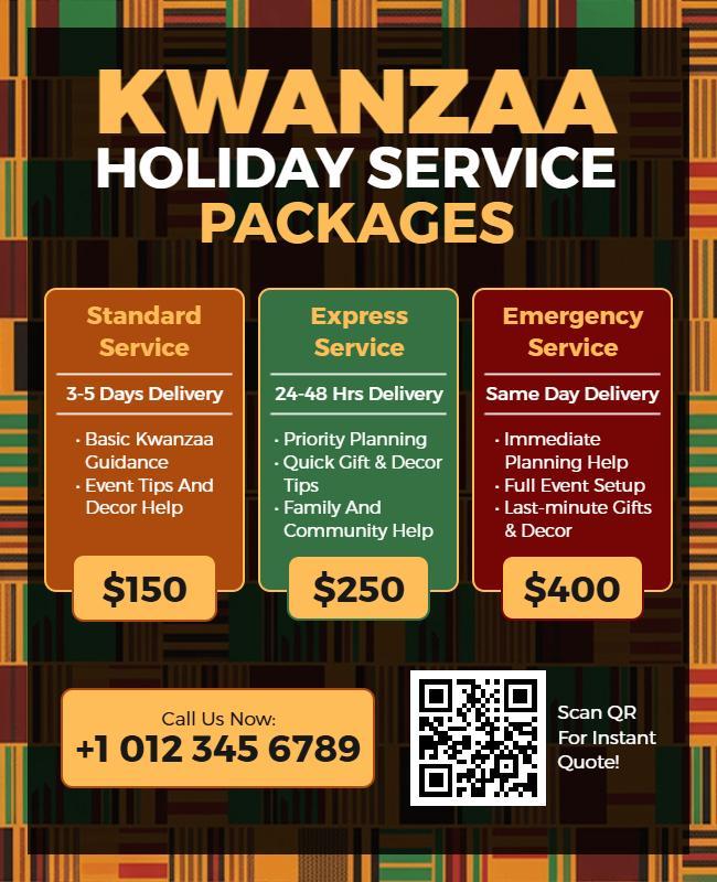 Kwanzaa Holiday Service Packages Flyer Template