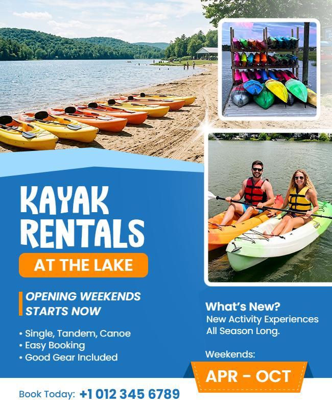 Lake Kayak Rentals Promotional Flyer Template