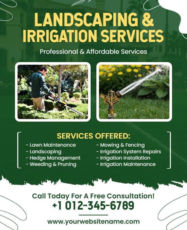 Landscaping and Irrigation Services Promotion Flyer Template