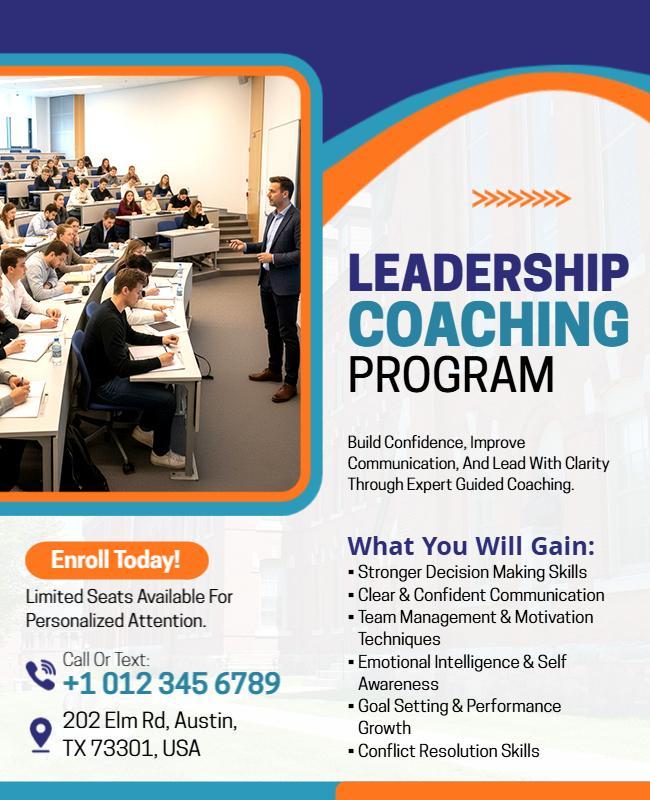 Leadership Coaching Program Educational Flyer Template