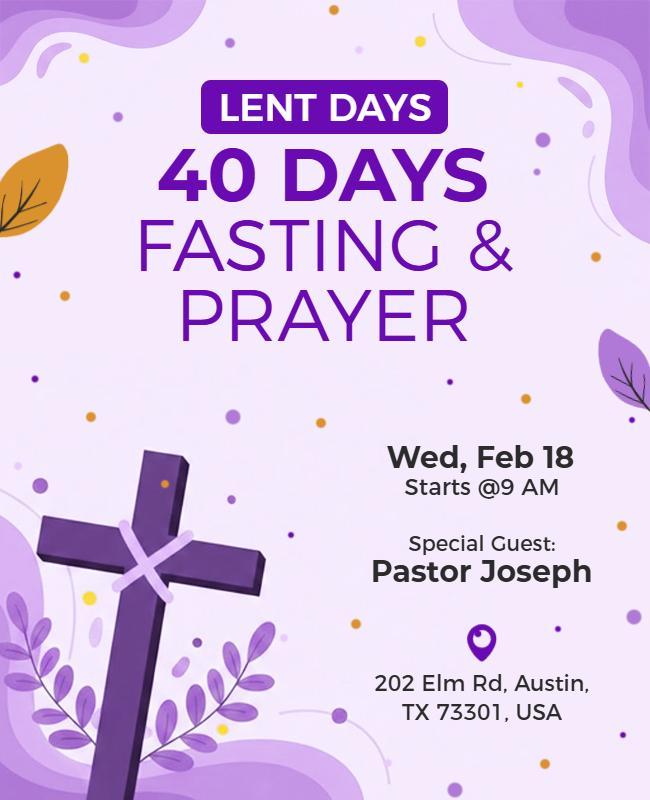 Lent Fasting and Prayer Event Flyer Template