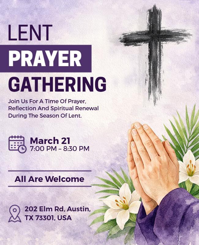Lent Prayer Gathering Event Flyer Template