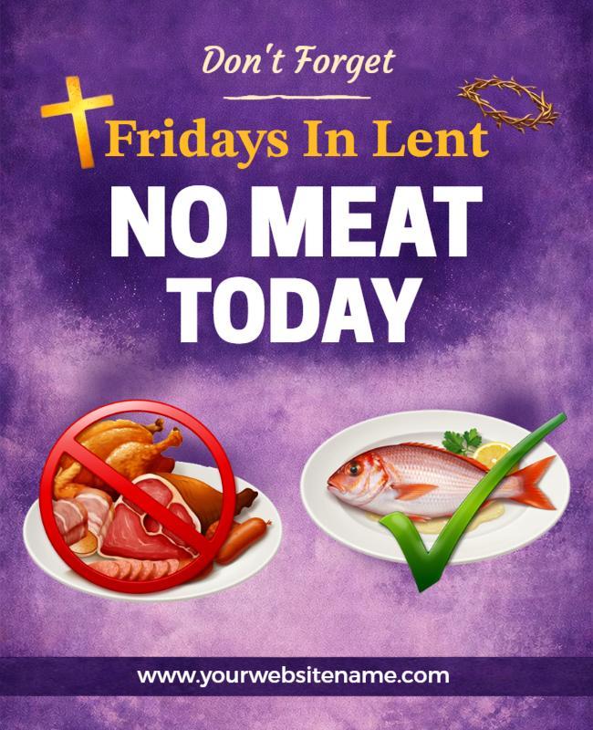 Lenten Friday No Meat Reminder Poster Template
