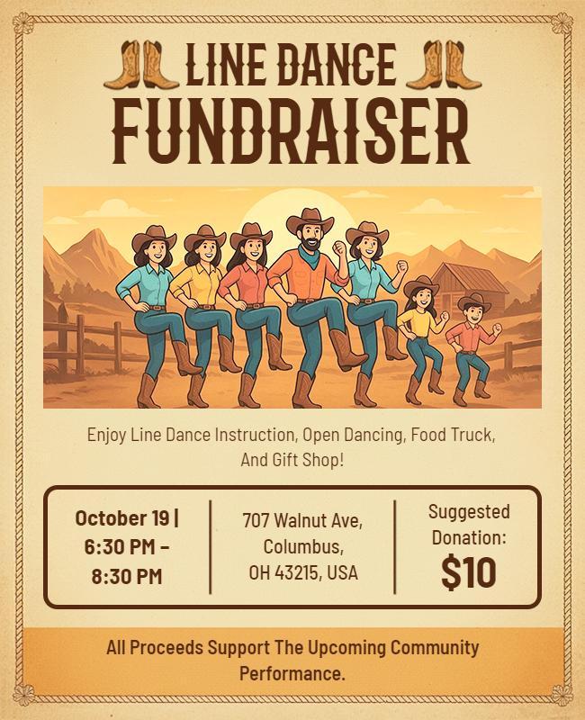 Line Dance Fundraiser Event Flyer Template