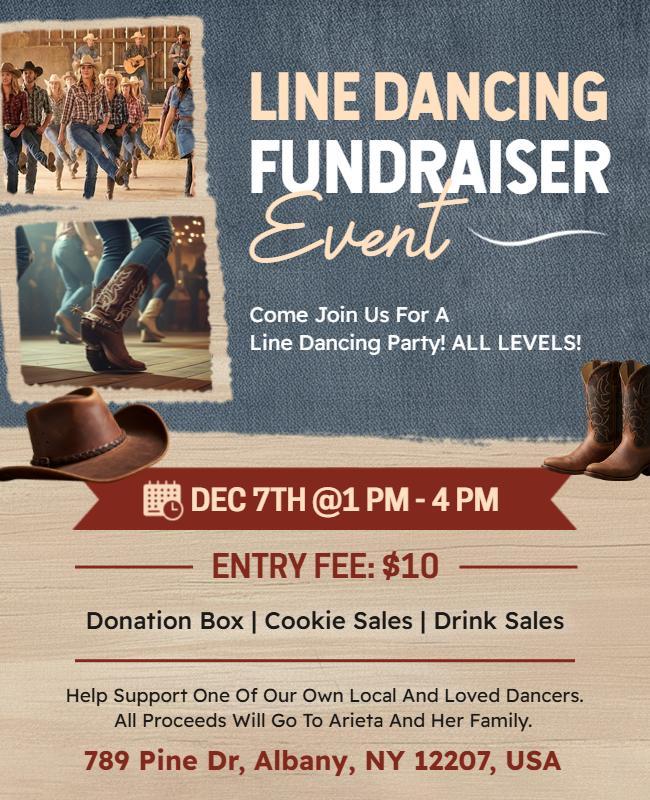 Line Dancing Fundraiser Event Flyer Template