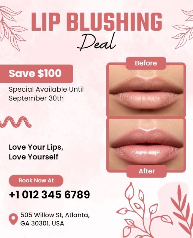 Lip Blushing Deal Advertising Flyer Template