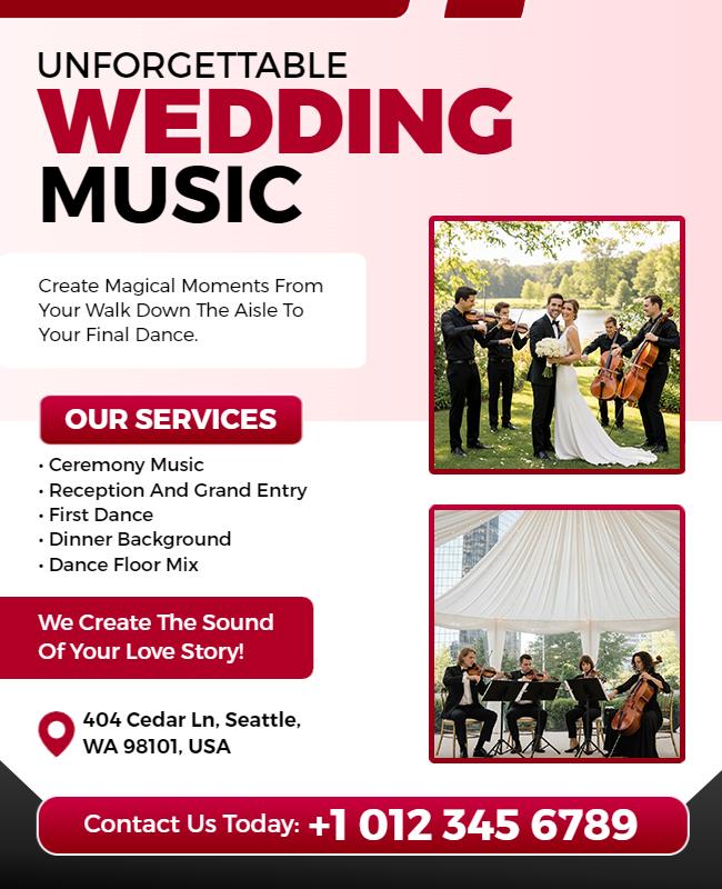 Live Wedding Music Entertainment Services Flyer Template