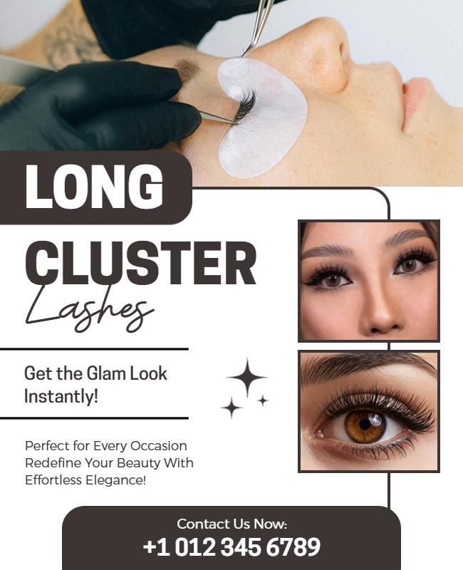 Long Cluster Lashes Beauty Promotion Flyer Template