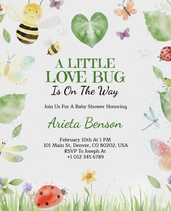Love Bug Baby Shower Invitation Flyer Template