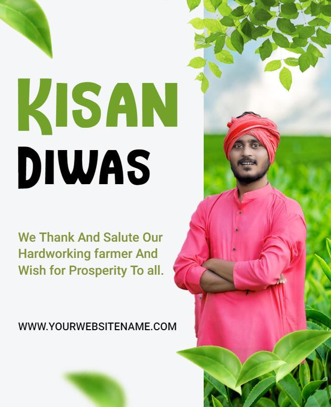 Lush Green Agricultural Kisan Diwas Celebration Poster Template