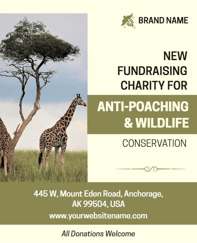 Lush Green Anti-Poaching Wildlife Conservation Charity Poster Template