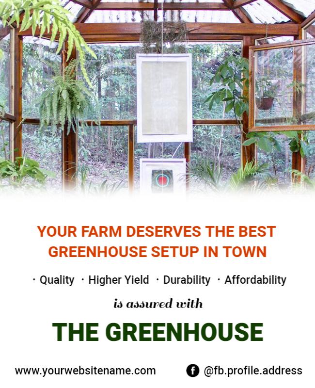 Lush Green Nature-Inspired Greenhouse Setup Poster Template