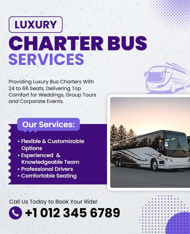 Luxury Charter Bus Services Promotional Flyer Template
