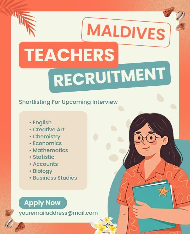 Maldives Teacher Recruitment Event Flyer Template